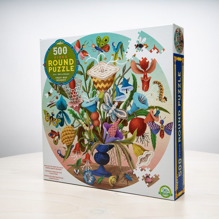 Crazy Bug Bouquet 500 Piece Round Puzzle by Eeboo - RAM Shop