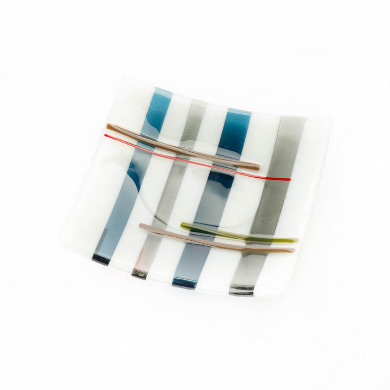 Fused Square Tartan Plate by Bissett Stained Glass - RAM Shop
