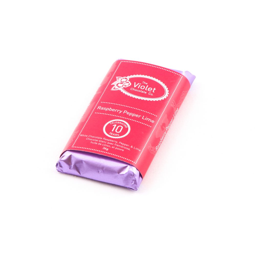 Raspberry and Pepper Lime Chocolate Bar by The Violet Chocolate Company ...
