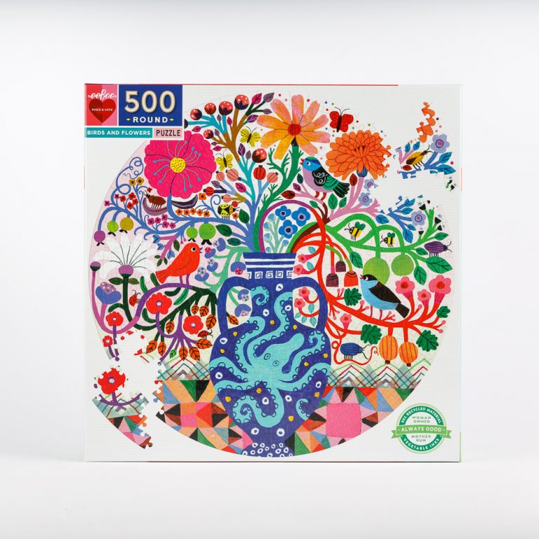 Birds and Flowers 500 Piece Round Puzzle by Eeboo - RAM Shop