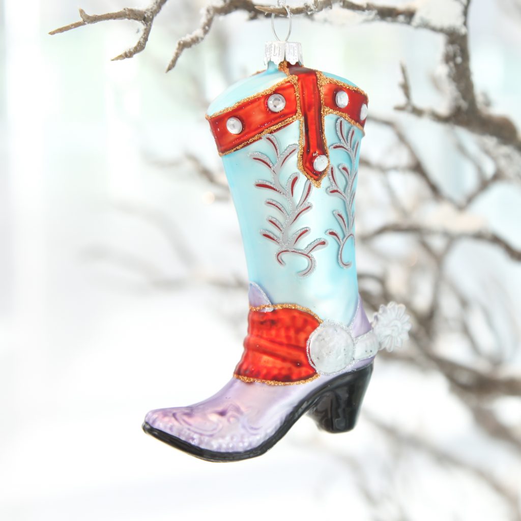Cowboy Boot Glass Ornament - RAM Shop