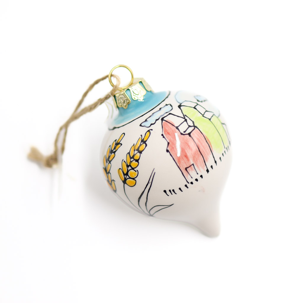 White and Yellow Prairie Scene Ornament by Artables - RAM Shop