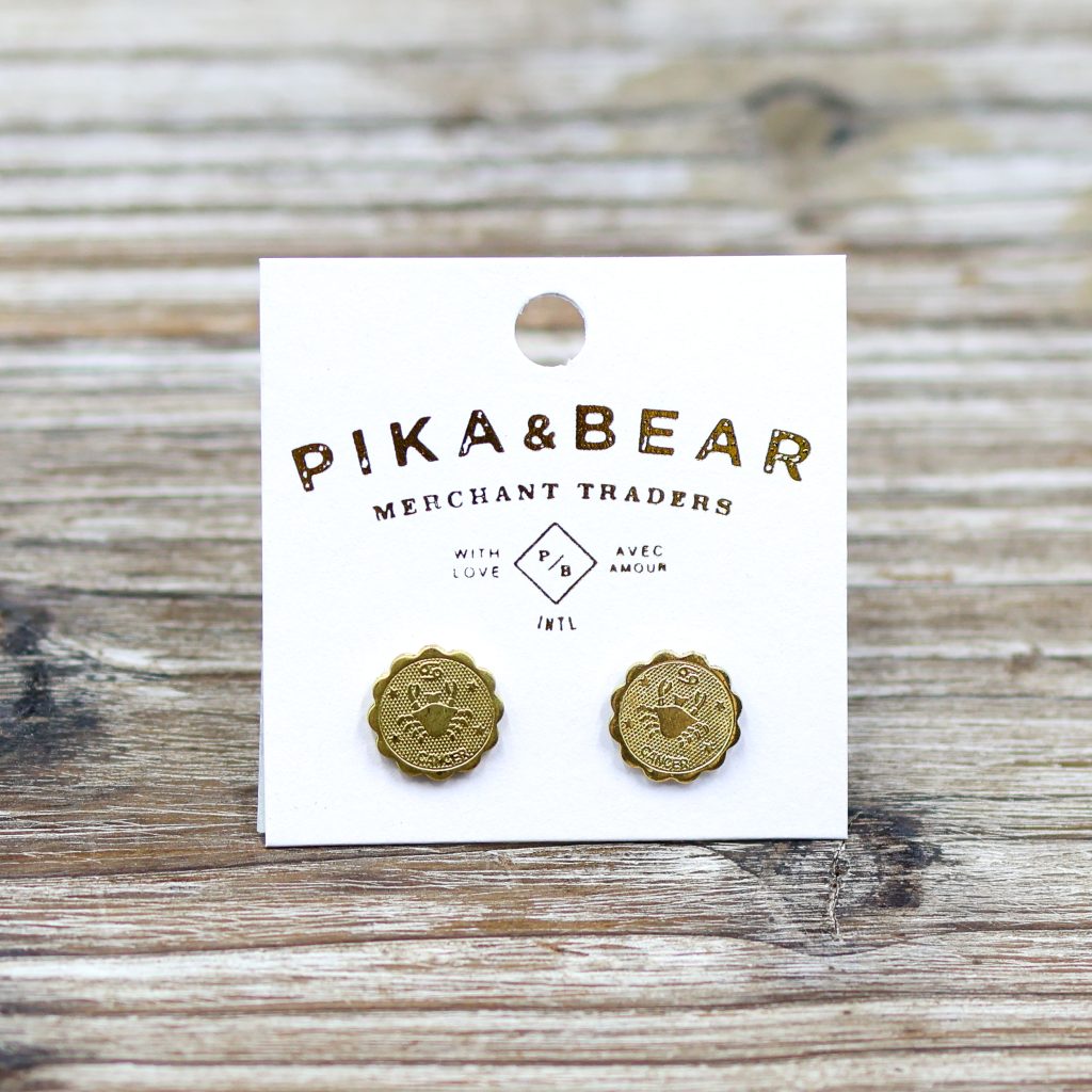 "What's Your Sign?" Cancer Zodiac Stud Earrings by Pika & Bear - RAM Shop