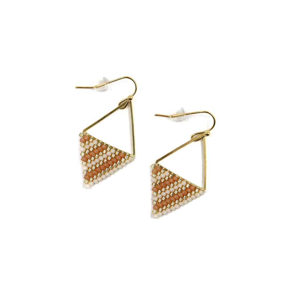 Rust Triangle Earrings by Métis Girl Beads - RAM Shop