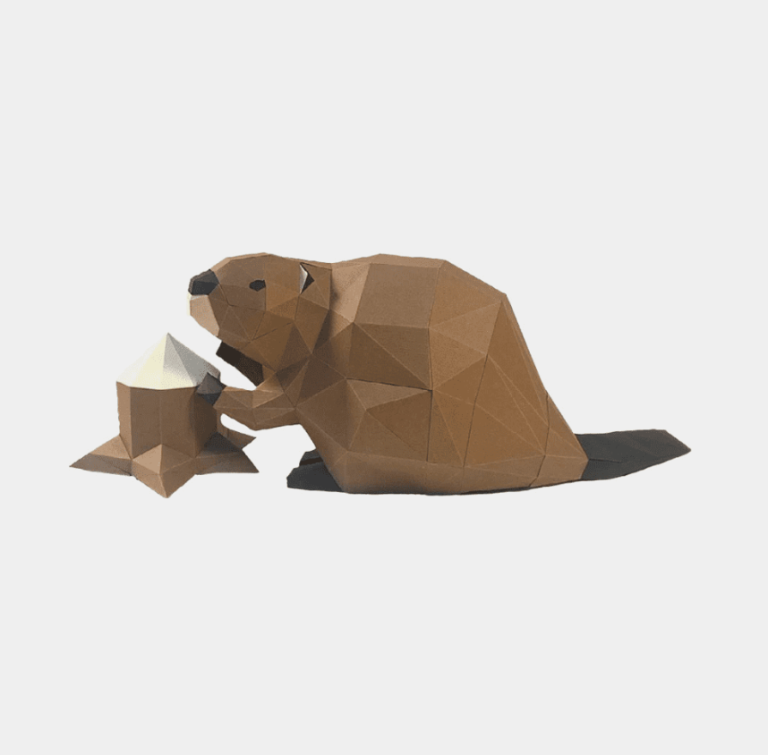 Beaver with Log 3D Papercraft Puzzle by Poly Paper Craft - RAM Shop