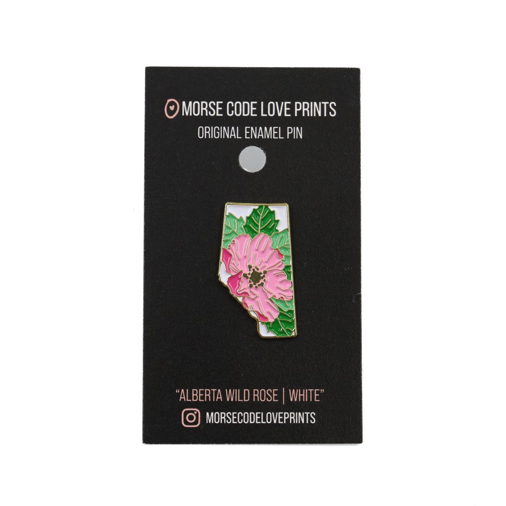 Alberta Wild Rose Enamel Pin by Morse Code Love Prints - RAM Shop