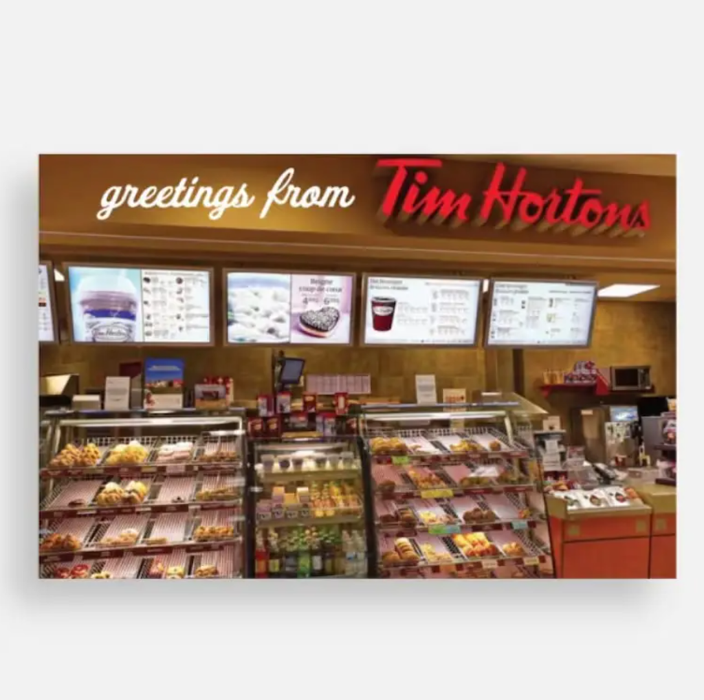 Greetings from Tim Hortons Postcard by Pleasant Papercraft - RAM Shop