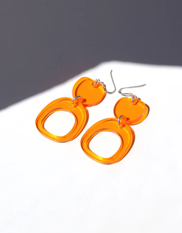 Inverted Ovoid Mini Earrings in Translucent Orange by Warren Steven ...